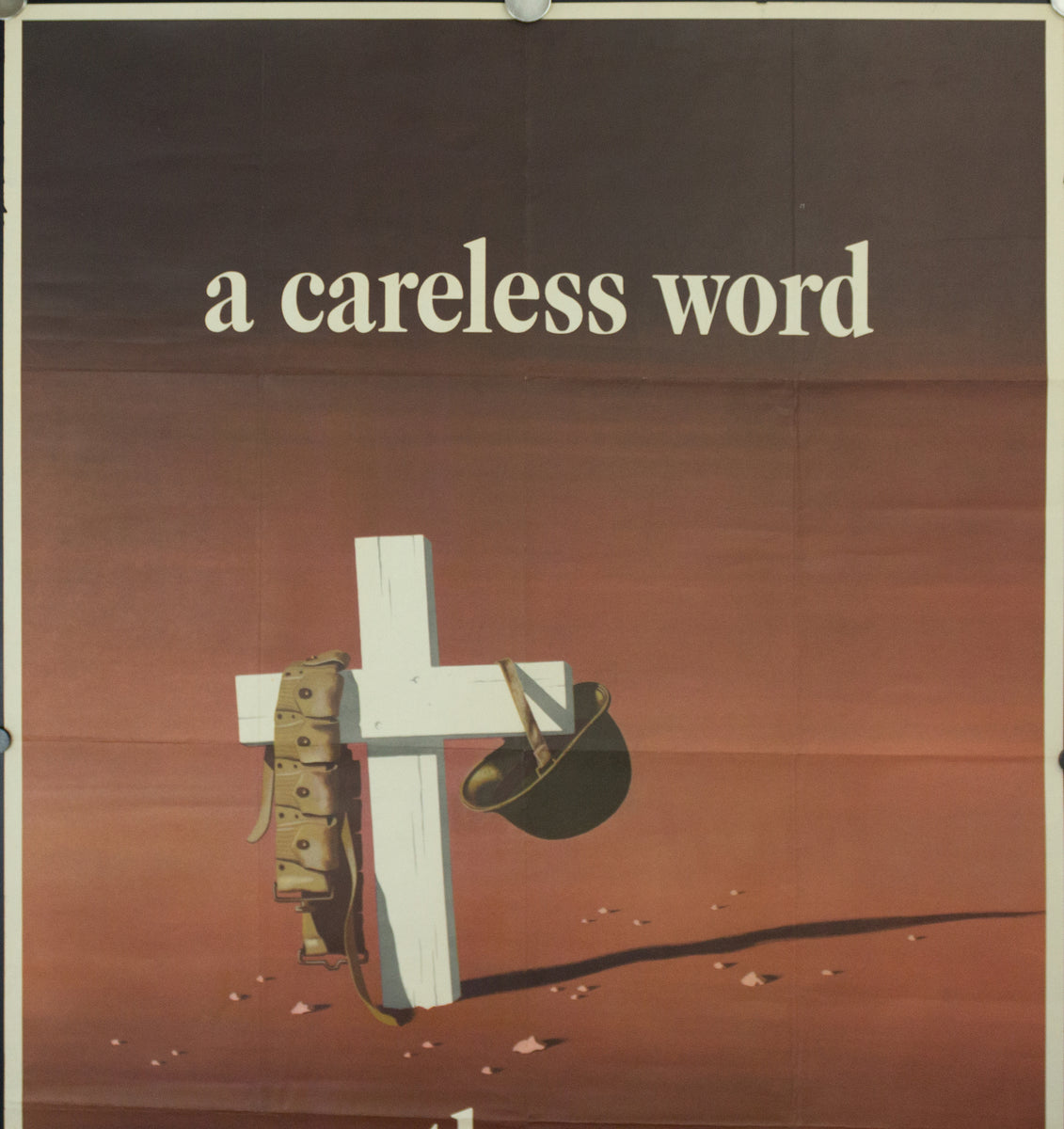 1943 A Careless Word Another Cross John Atherton WWII OWI Poster No. 2 ...