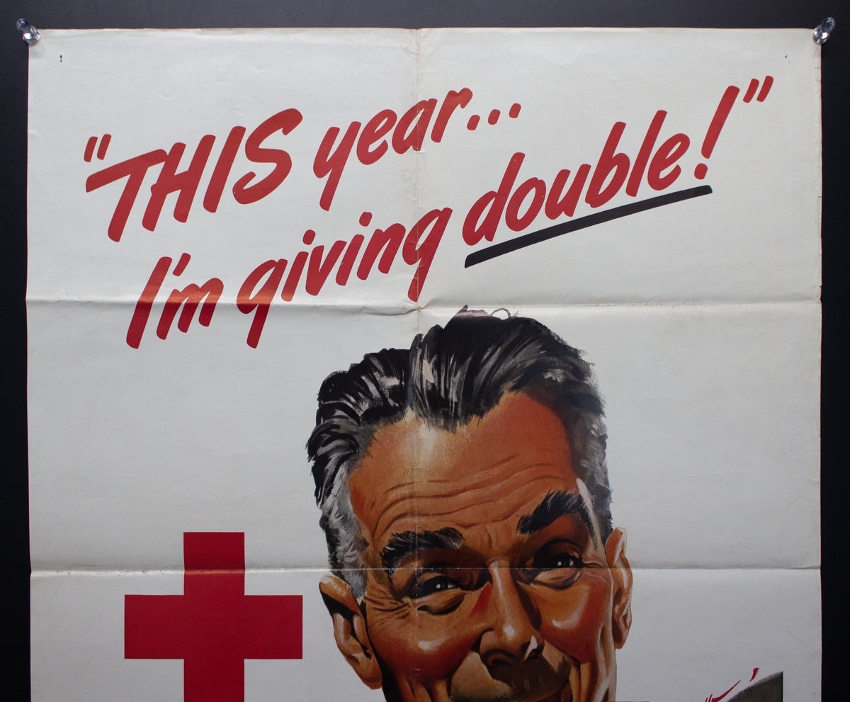1943 This Year I’m Giving Double Red Cross War Fund Poster WWII Kling ...