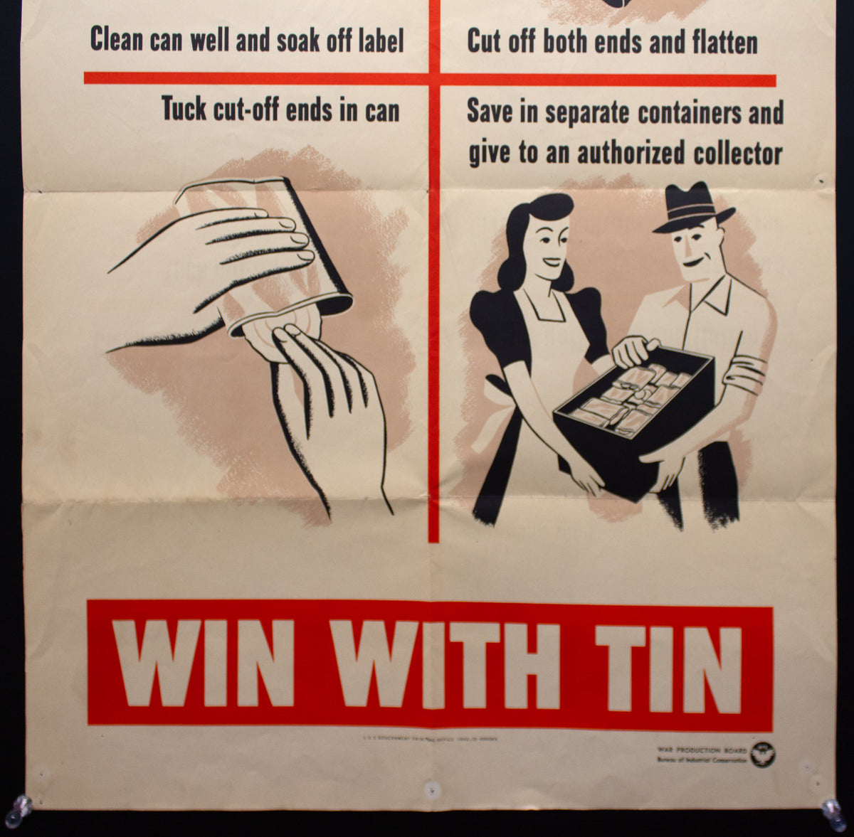 1942 Win With Tin WWII Recycling Scrap Metal Drive Poster WWII Original ...