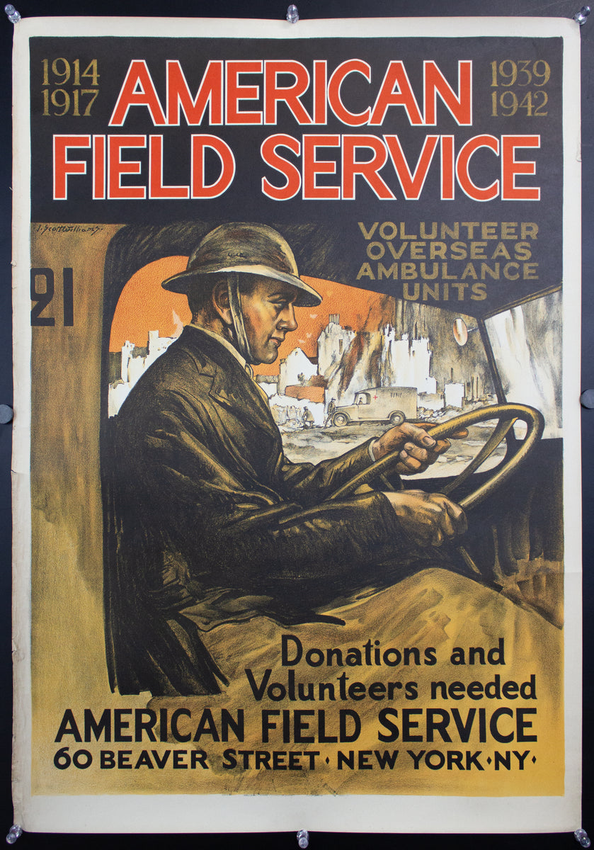 1942 American Field Service Volunteer Ambulance Service Poster WWII ...
