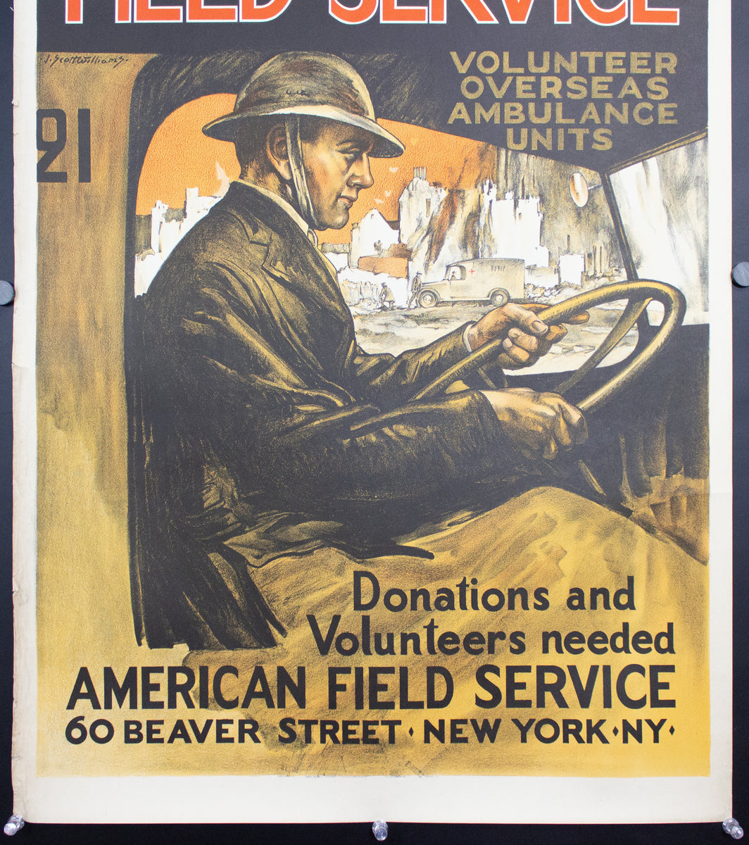 1942 American Field Service Volunteer Ambulance Service Poster WWII ...
