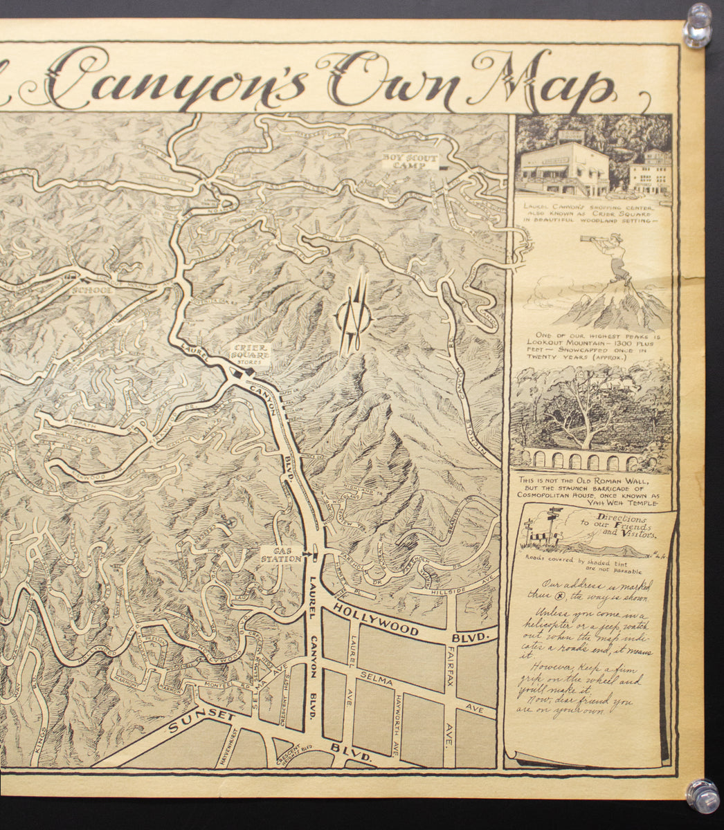 1949 Laurel Canyon's Own Map by Wren Lister Pictorial Cartoon Original ...