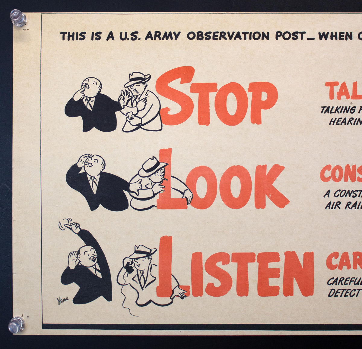 c.1942 Stop Look Listen Fourth Interceptor Command Poster WWII Vintage ...