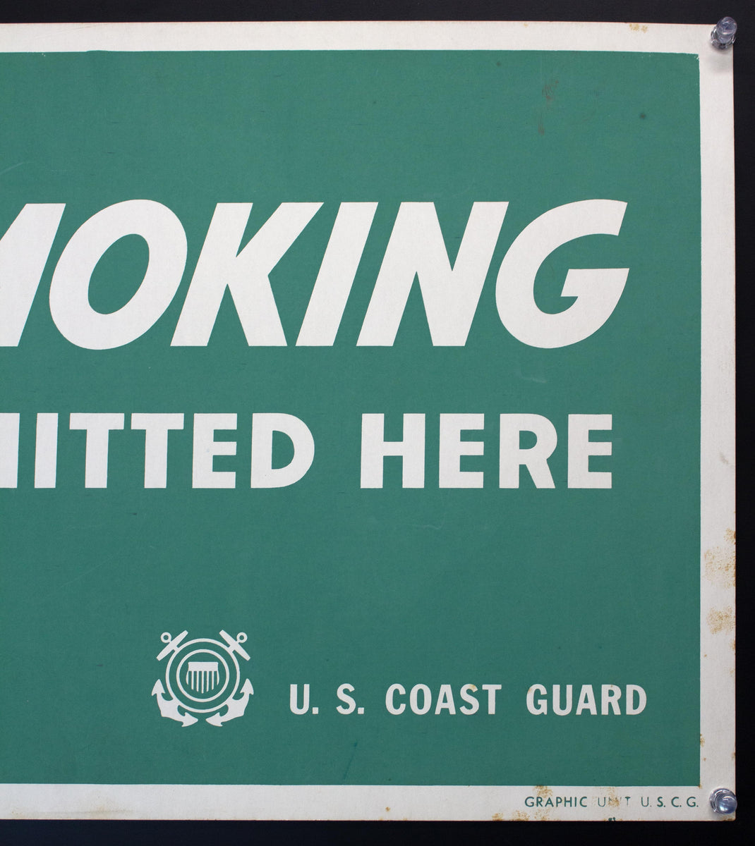 1944 Smoking Permitted Here United States Coast Guard Poster Sign WWII ...