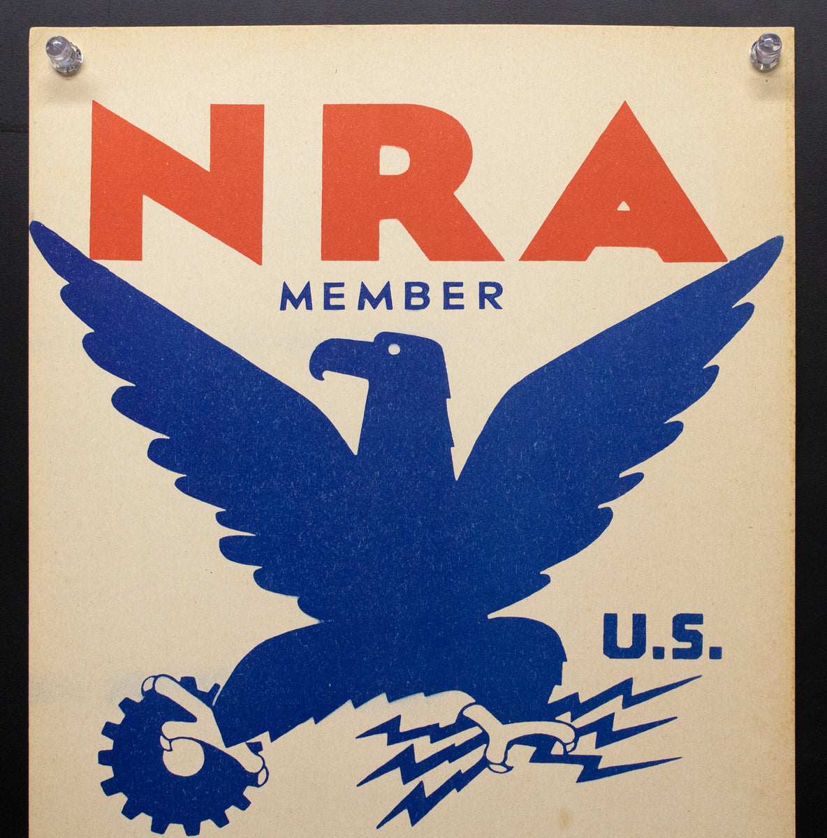 1933 National Recovery Act NRA Blue Eagle Window Poster Charles Coiner ...