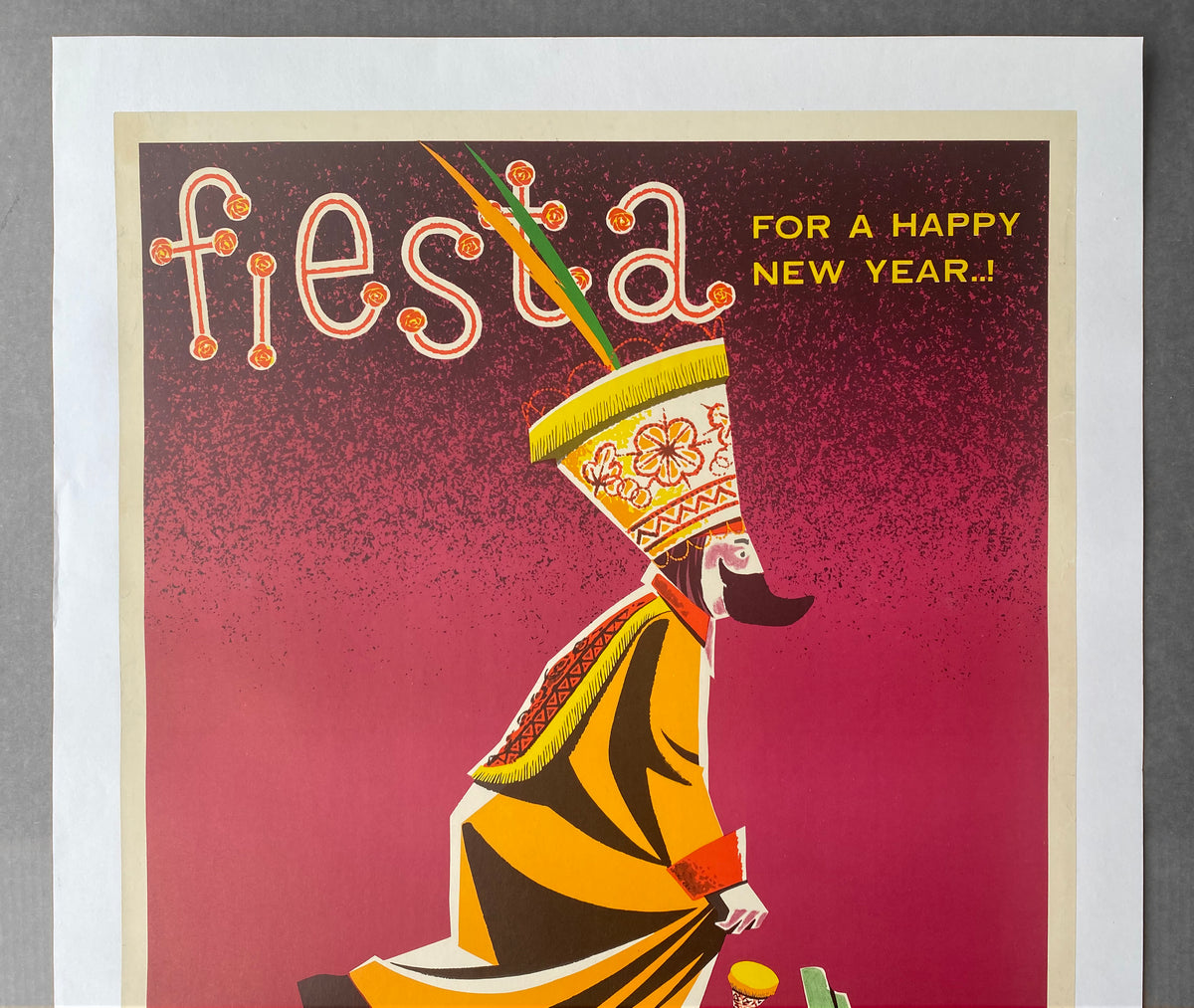 c.1950s Fiesta For A Happy New Year! Visit Mexico Chinelos Poster ...