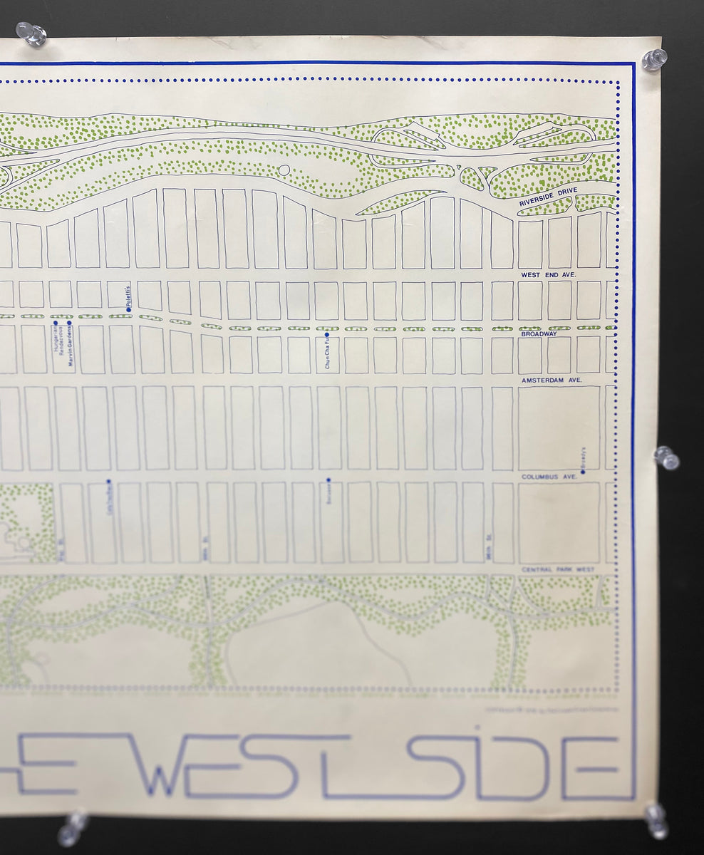 1978 Dine On The West Side New York City Restaurant Guide Map Poster ...