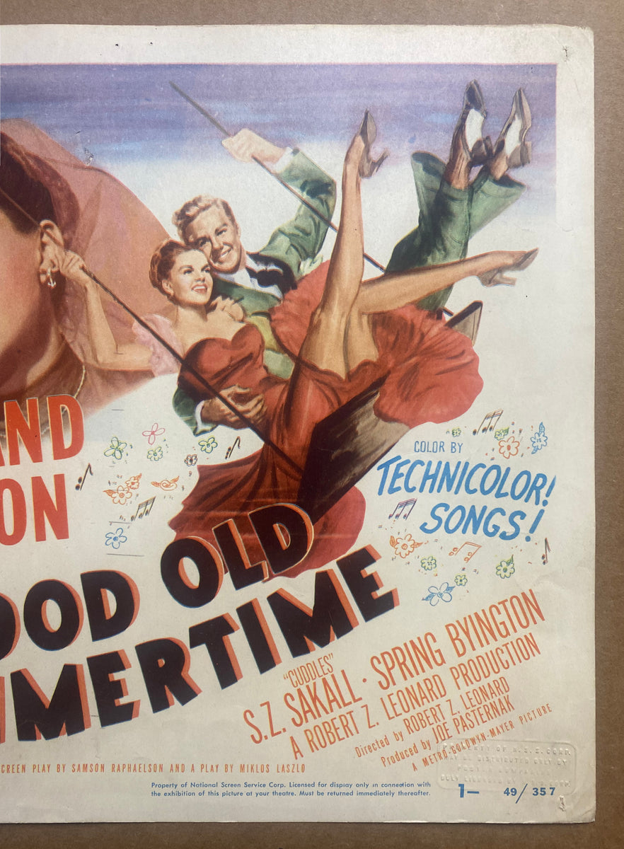 1949 In The Good Old Summertime Title Lobby Card Judy Garland Vintage ...