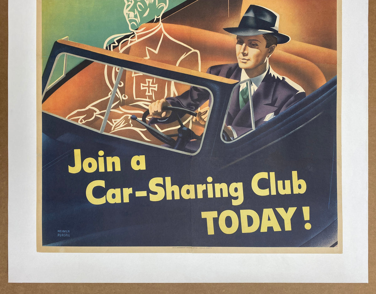 1943 When You Ride Alone You Ride With Hitler Poster by Weimer Pursell ...