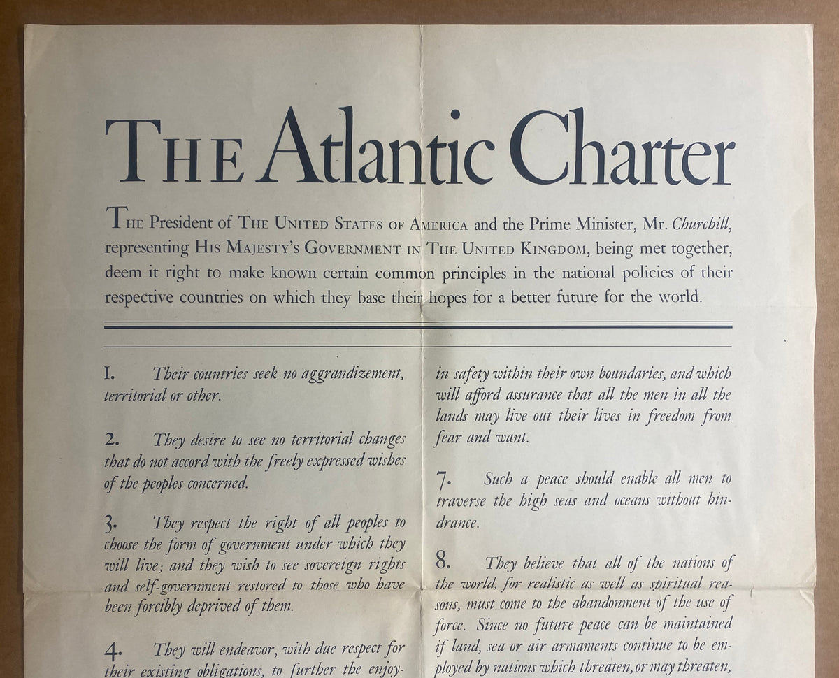 1943 Atlantic Charter Poster Franklin Roosevelt Winston Churchill WWII ...