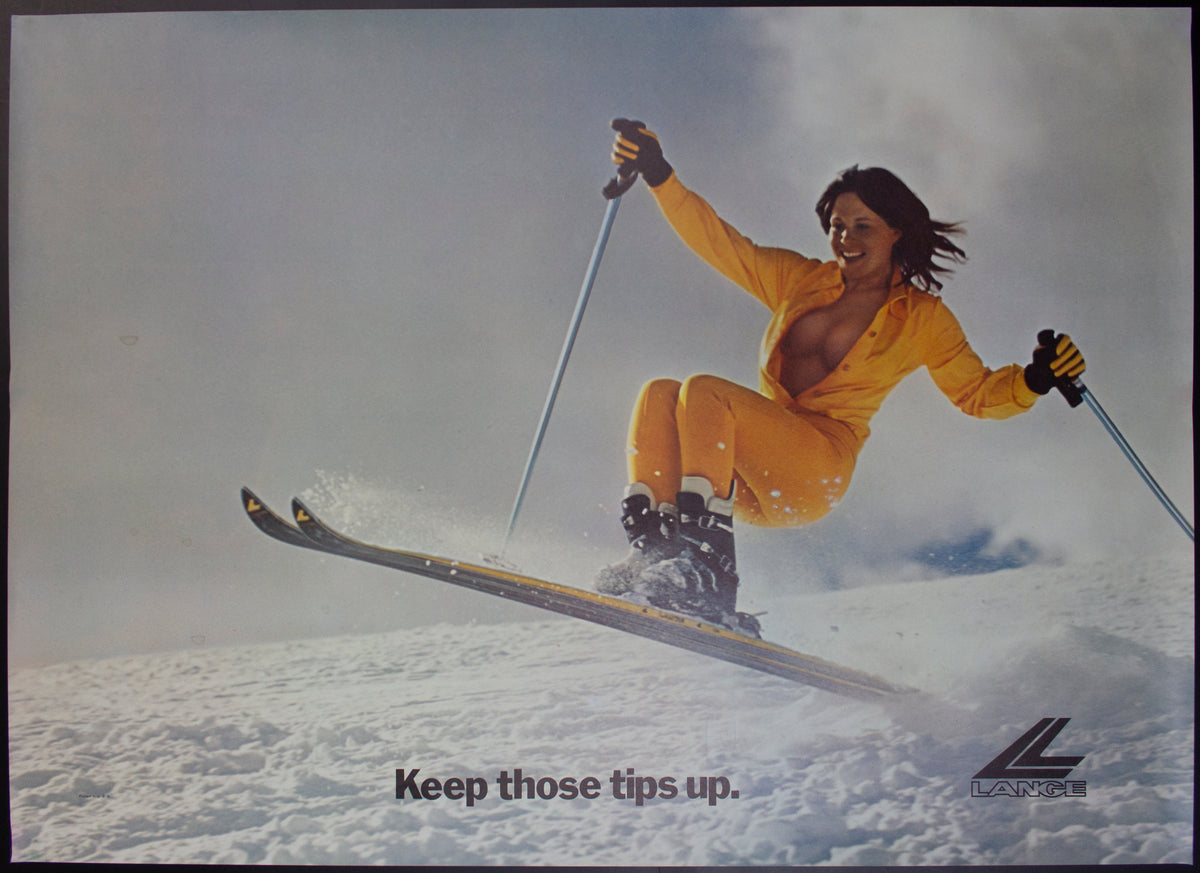 1972 Lange Ski Boots Keep Those Tips Ups Skiing Poster Vintage Original ...