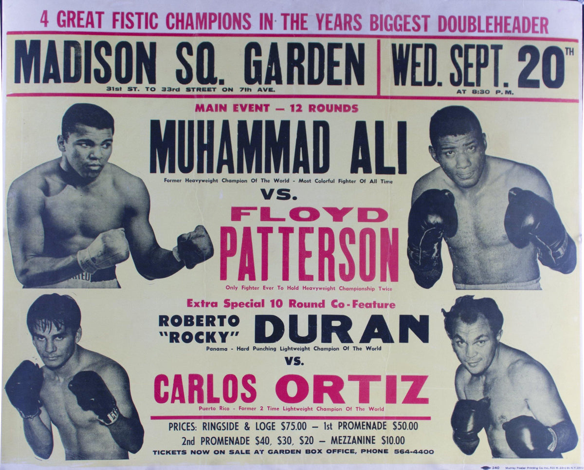 Muhammed Ali vs Floyd Patterson | Roberto Duran vs Carlos Ortiz Poster – Golden Age Posters