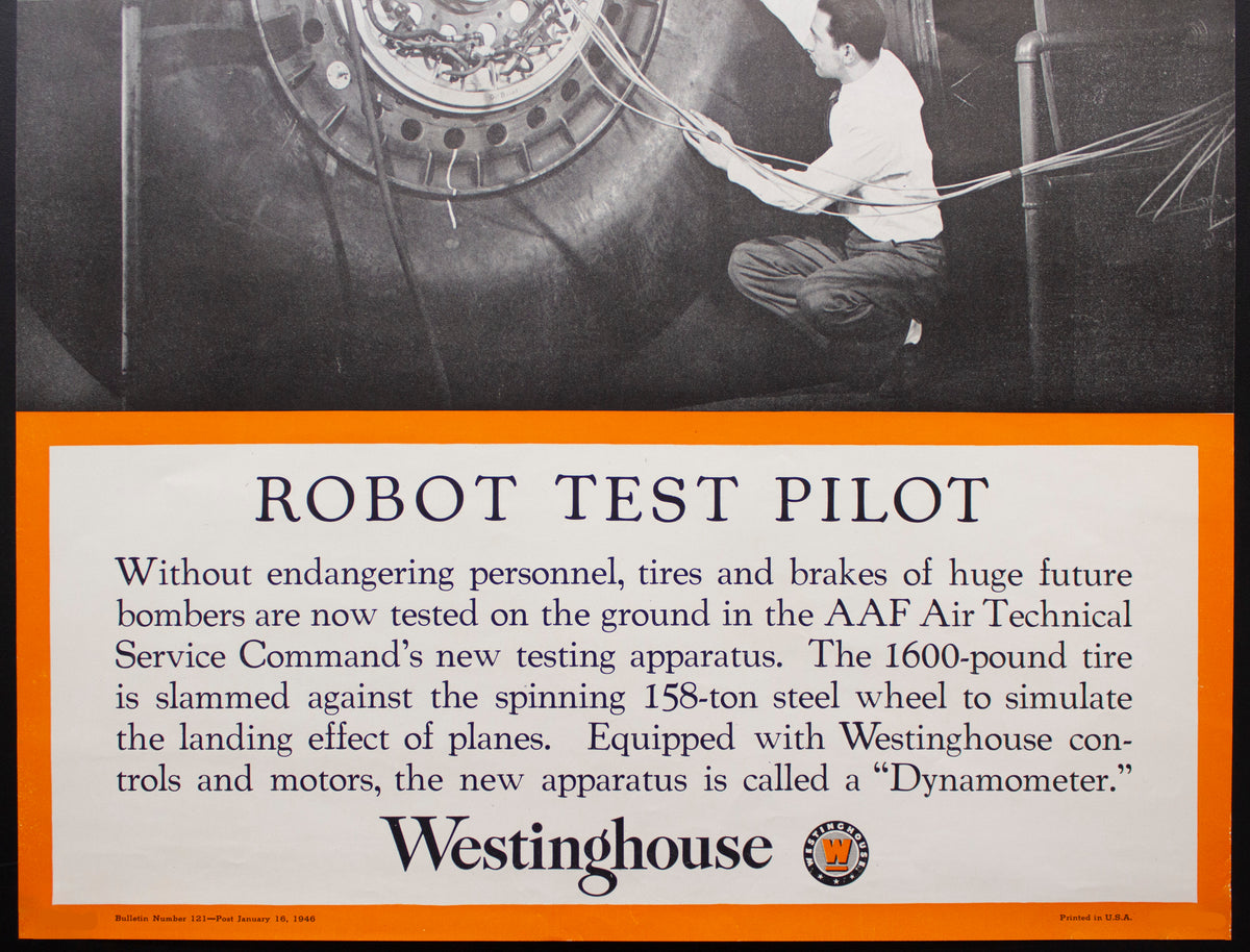 1946 Westinghouse Dynamometer Robot Test Pilot Poster Aircraft Testing ...