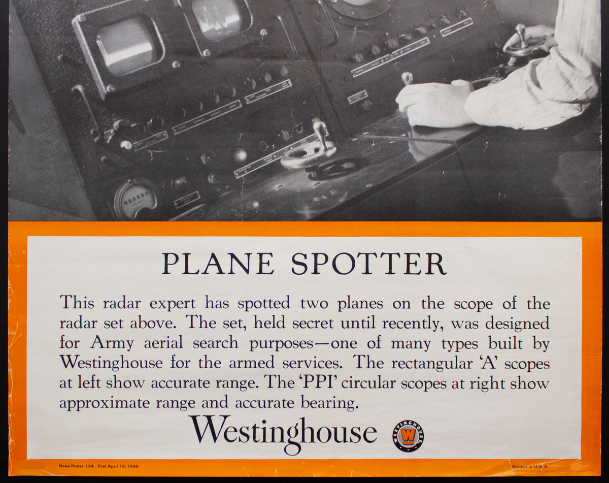 1946 Westinghouse Plane Spotter Aircraft Radar System Poster Vintage ...